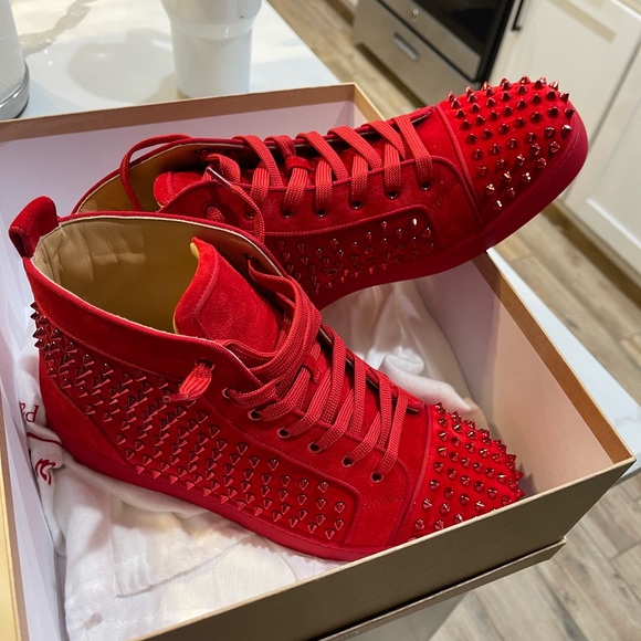 Christian Louboutin | Shoes | Christian Louboutin Red Spikes High Tops ...